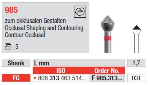 Diamanter F985 031, 5 stk.- Dental Direct