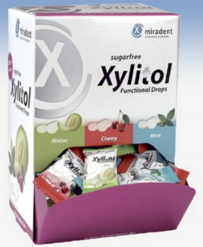 Miradent Xylitol drops i dispenser, ass. smaker 100 stk- Dental Direct