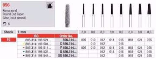 Diamant bor F856 FG 012, 5 stk. Kremmerhus rund ende, fin, rød- Dental ...