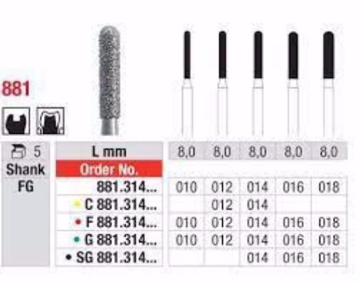 Diamant bor G881 FG 016, 5 stk. Sylinder rund ende, grov, grønn- Dental ...