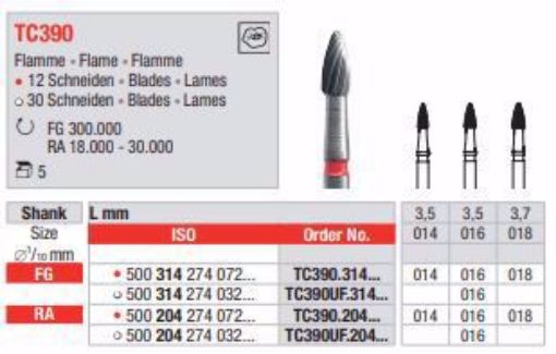 Finerbor TC390UF FG 016, 6 stk. Flamme, hvit ring- Dental Direct