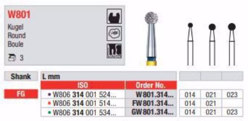 WhiteTIGER Diamant bor W801 FG 014, 3 stk. Standard, blå ring- Dental Direct
