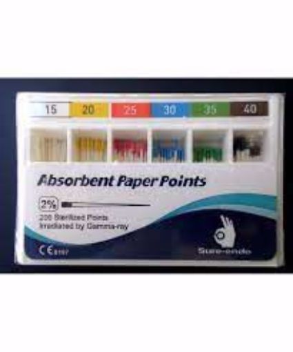 Paper points SureDent nr. 70, 29mm sterile grønn top 200stk- Dental Direct